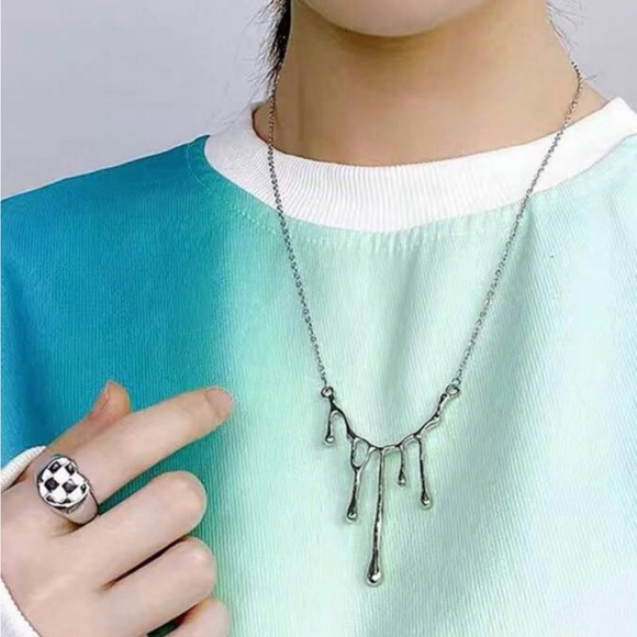 Jewelry | Melting Metal Dripping Droplet Blood Liquid Water Goth Edgy ...